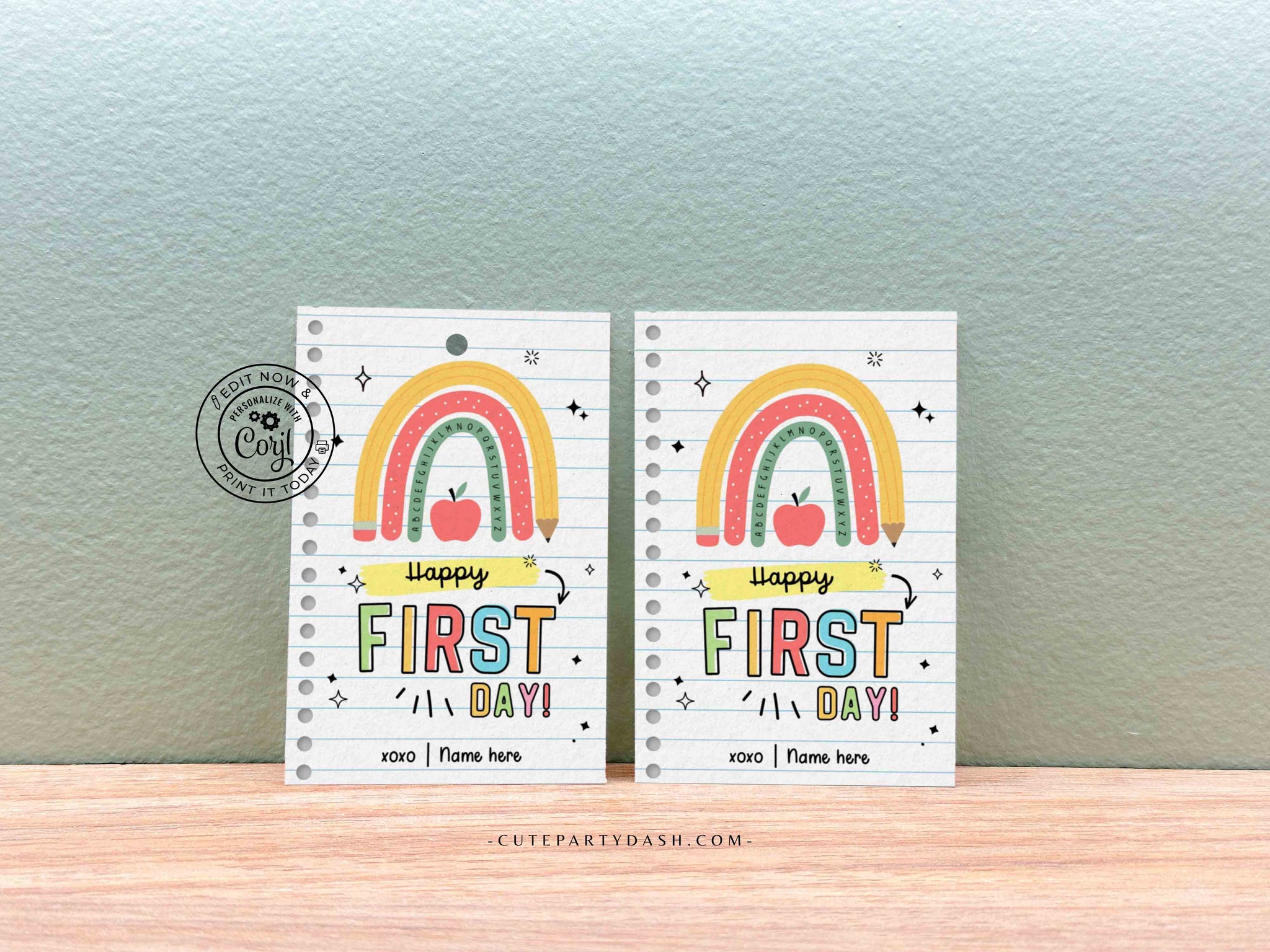 Happy First Day of School Rainbow Gift Tag – Cute Party Dash