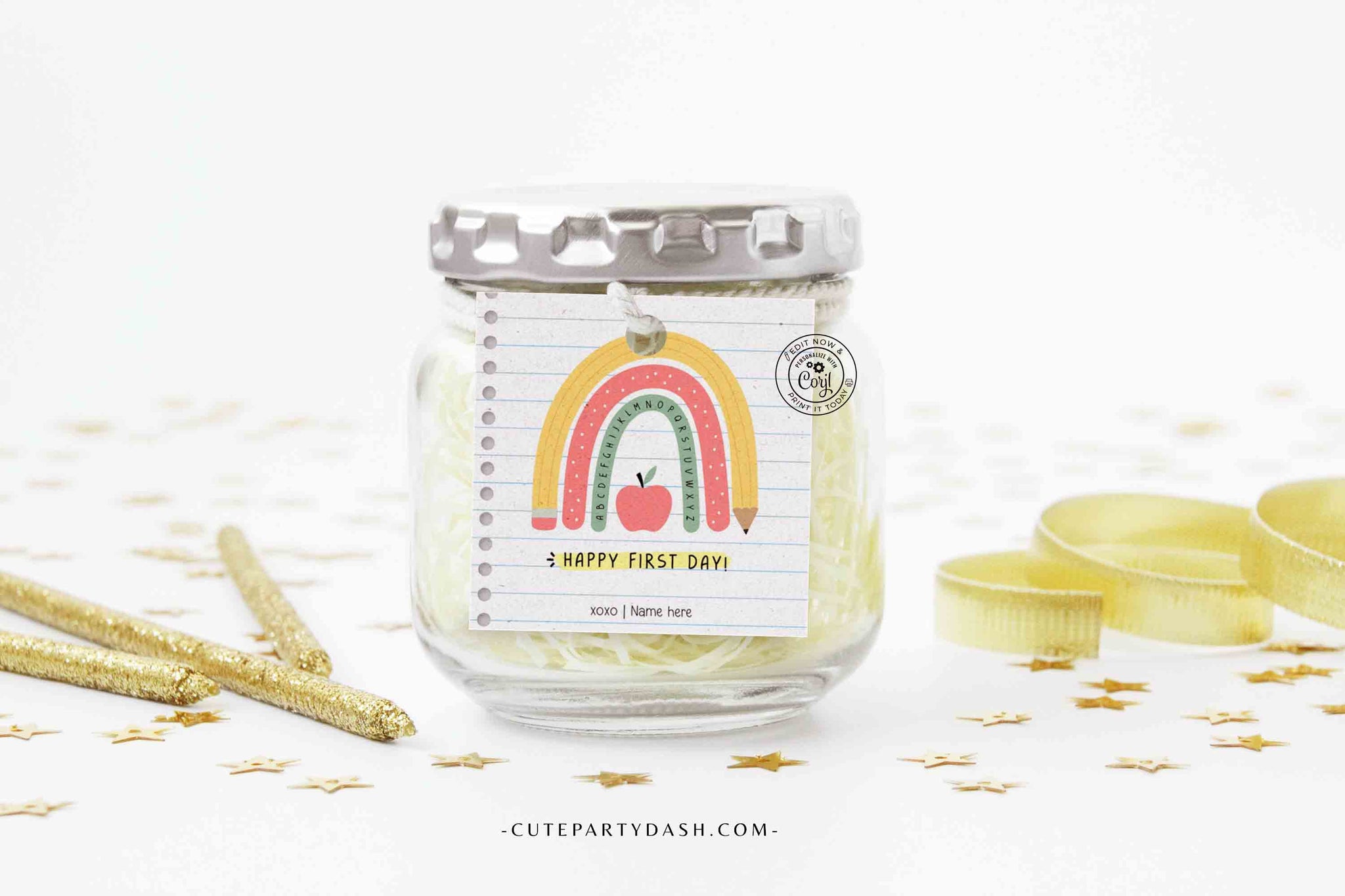 Happy First Day of School Rainbow Gift Tag – Cute Party Dash