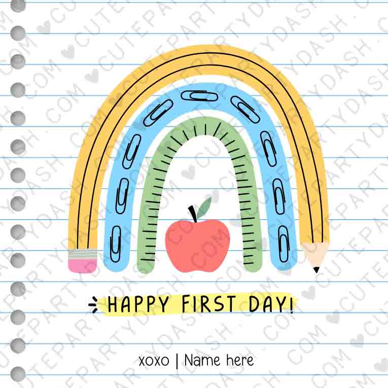 Happy First Day of School Rainbow Gift Tag – Cute Party Dash