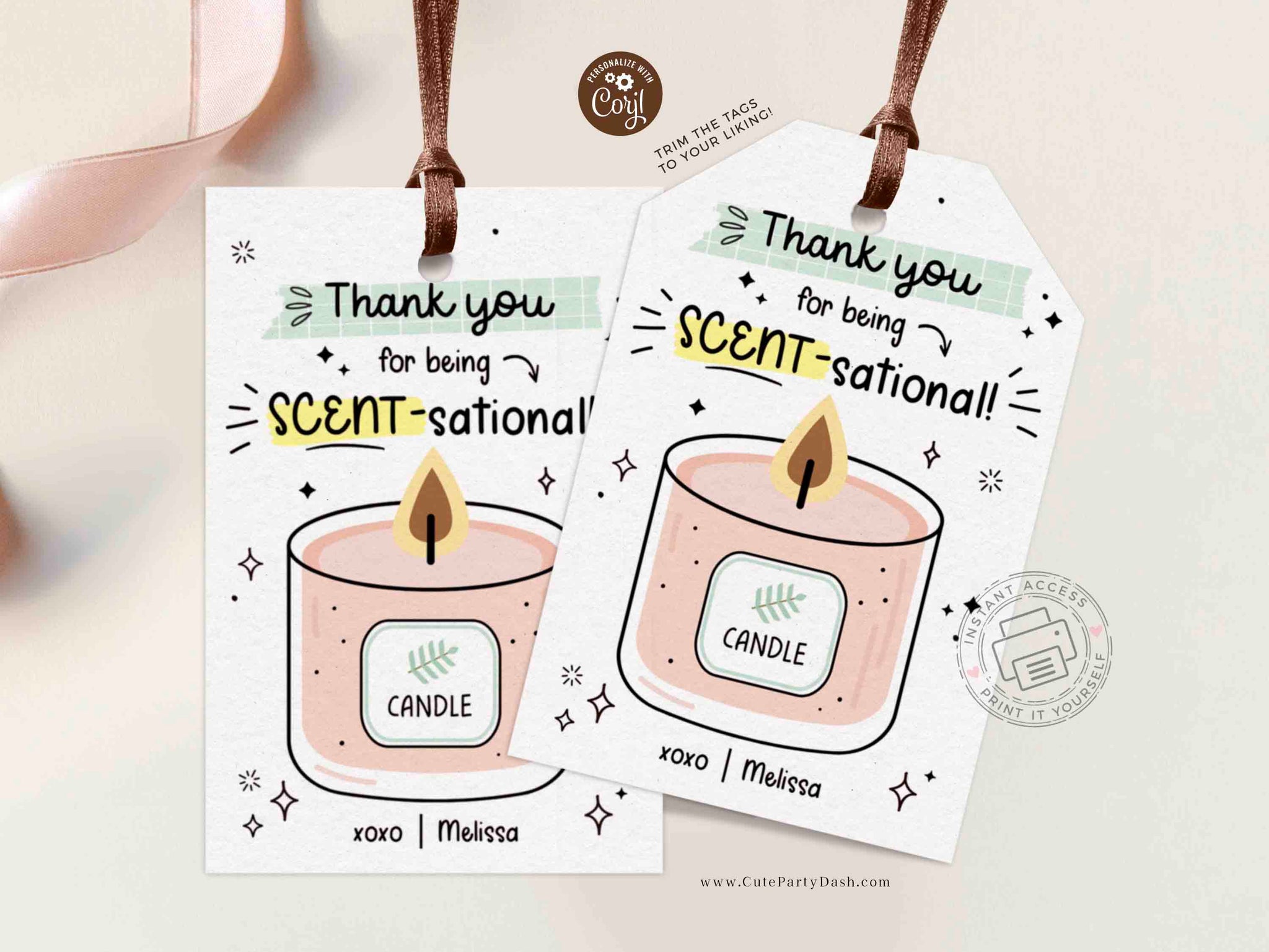 Editable Thank You For Being SCENT-Sational Candle gift tags – Cute ...
