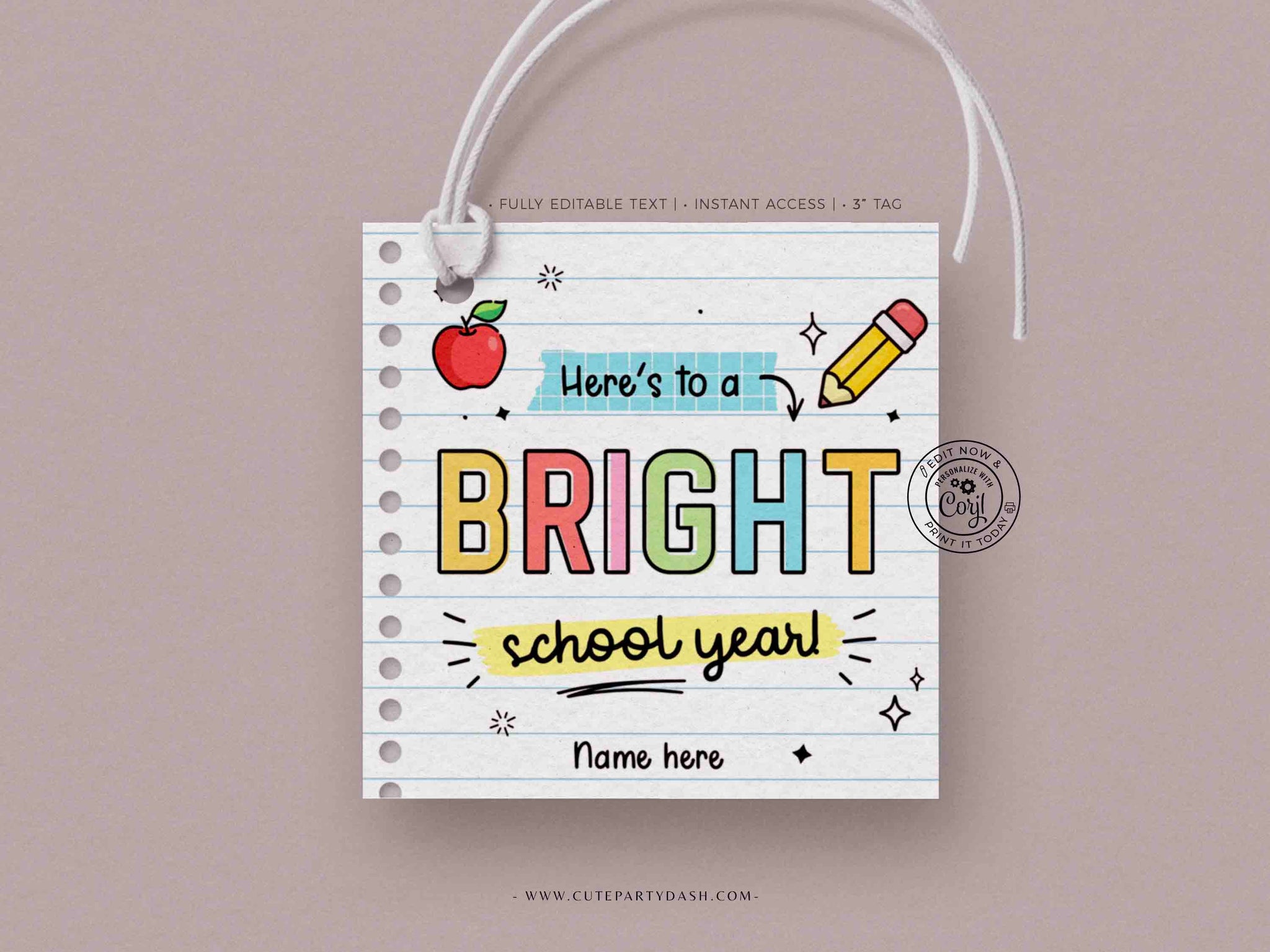 Happy First Day of School Printable Gift Tag – Cute Party Dash