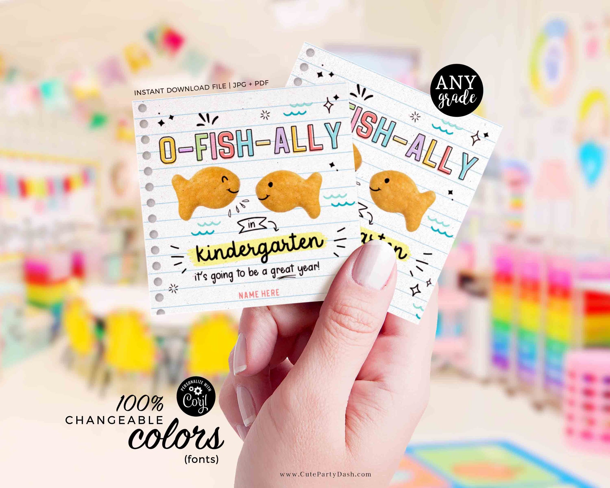 O-Fish-Ally in Kindergarten Back to School Goldfish Crackers Tag – Cute ...