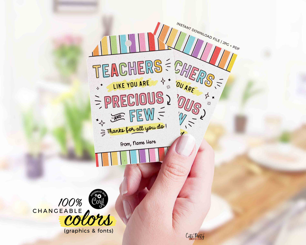 Teacher Thank you Gift Tag Editable Teacher Appreciation Week Gift ...