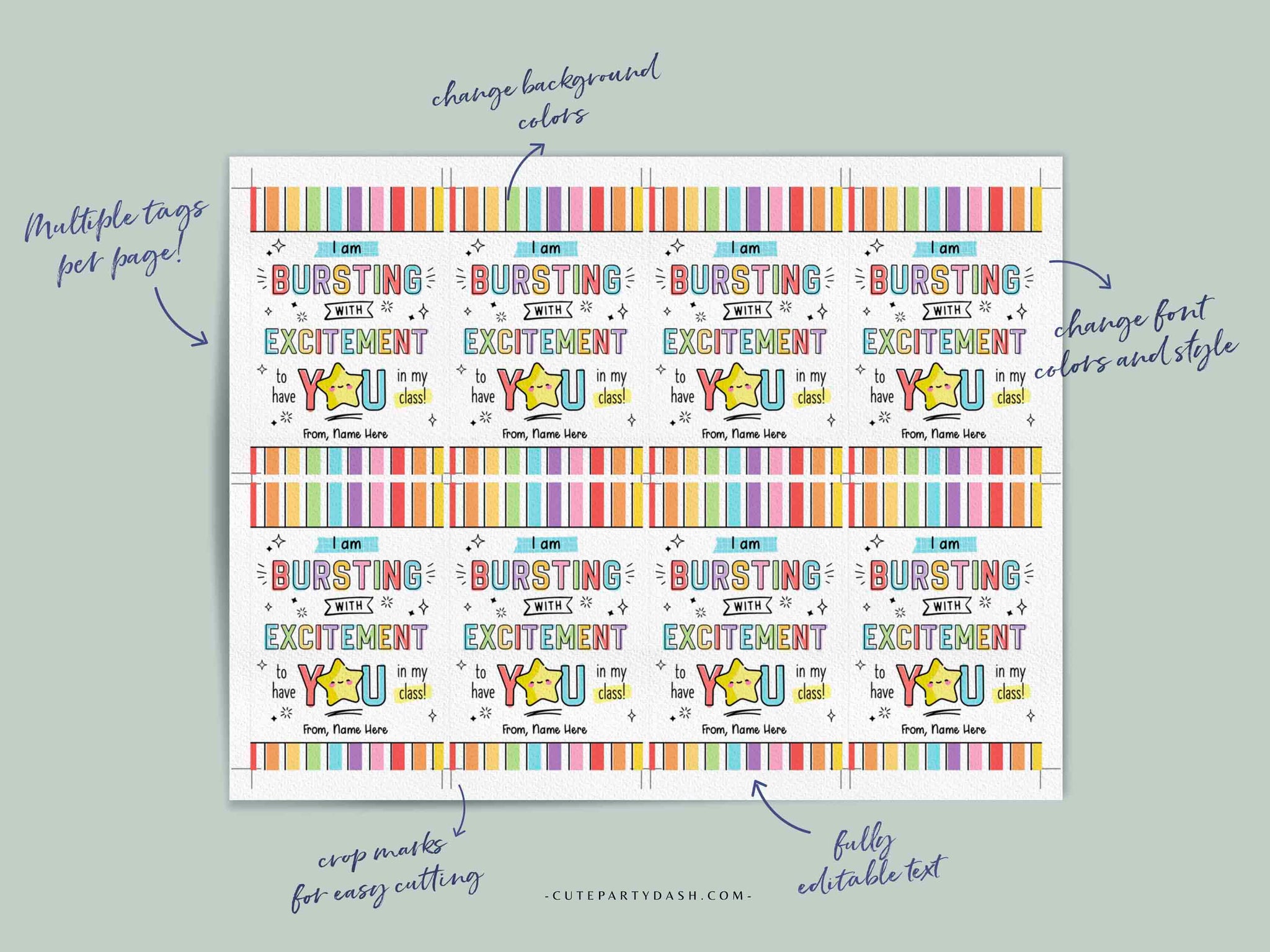 Bursting With Excitement Back to School Candy Tag – Cute Party Dash