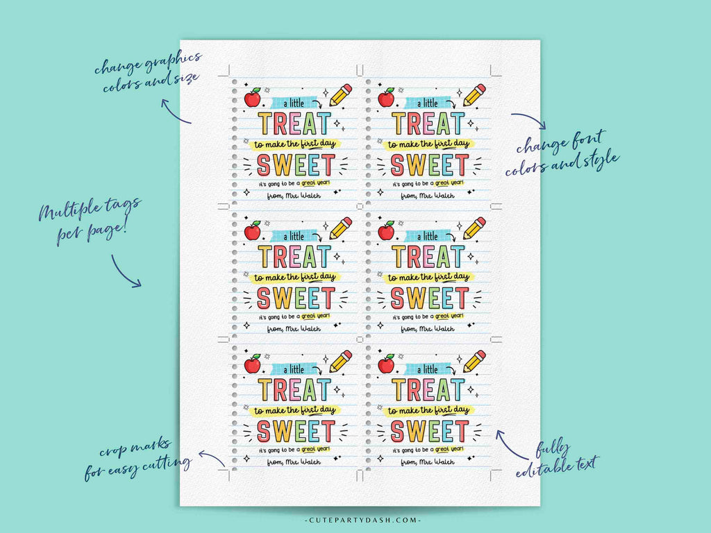 A Little treat to make the first day sweet First day of school tag ...