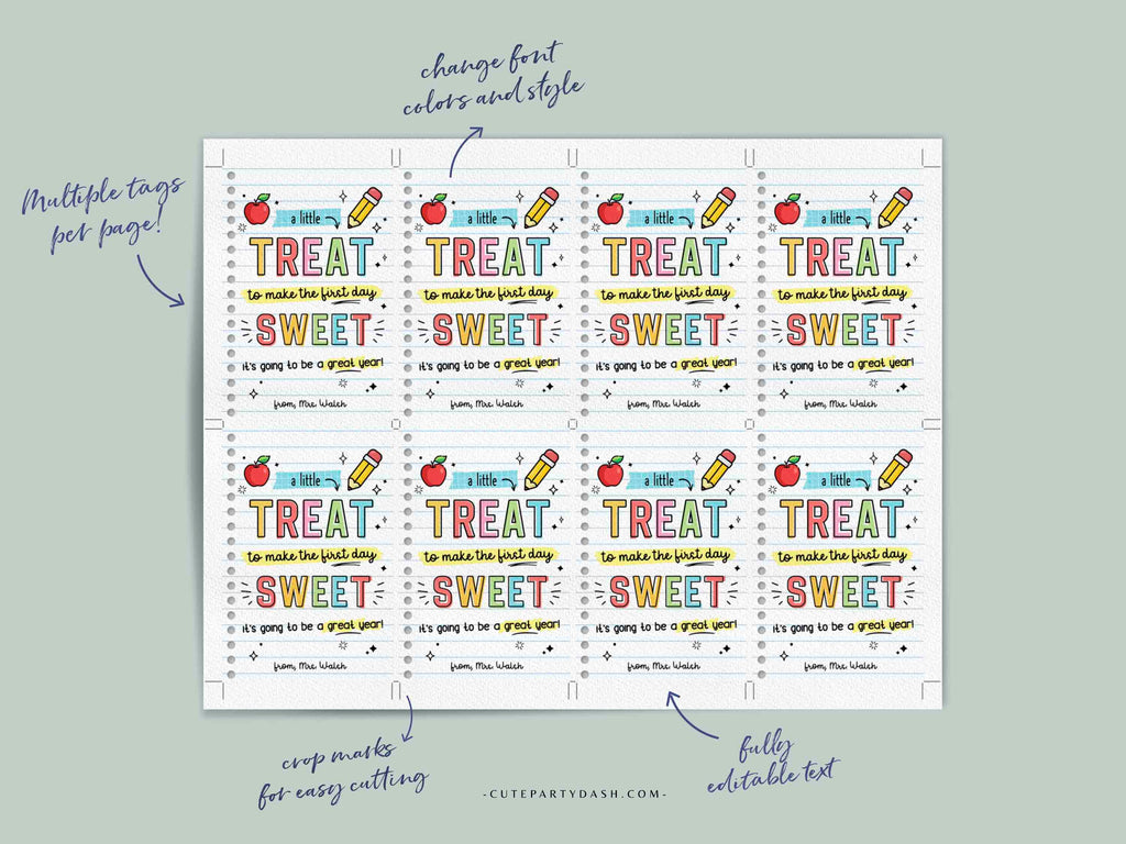 A Little treat to make the first day sweet First day of school tag ...