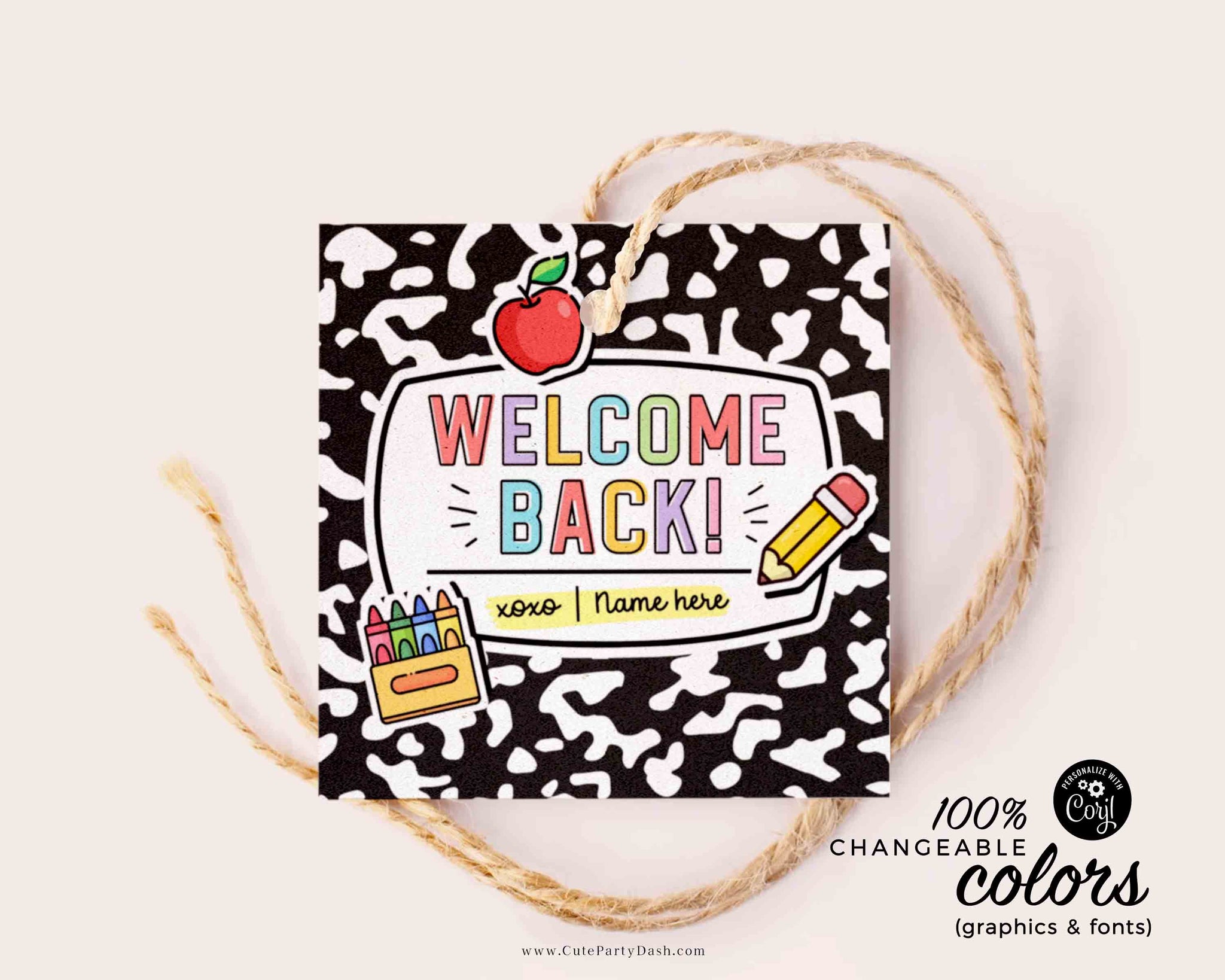 Welcome Back to School Teacher Gift Tags template – Cute Party Dash