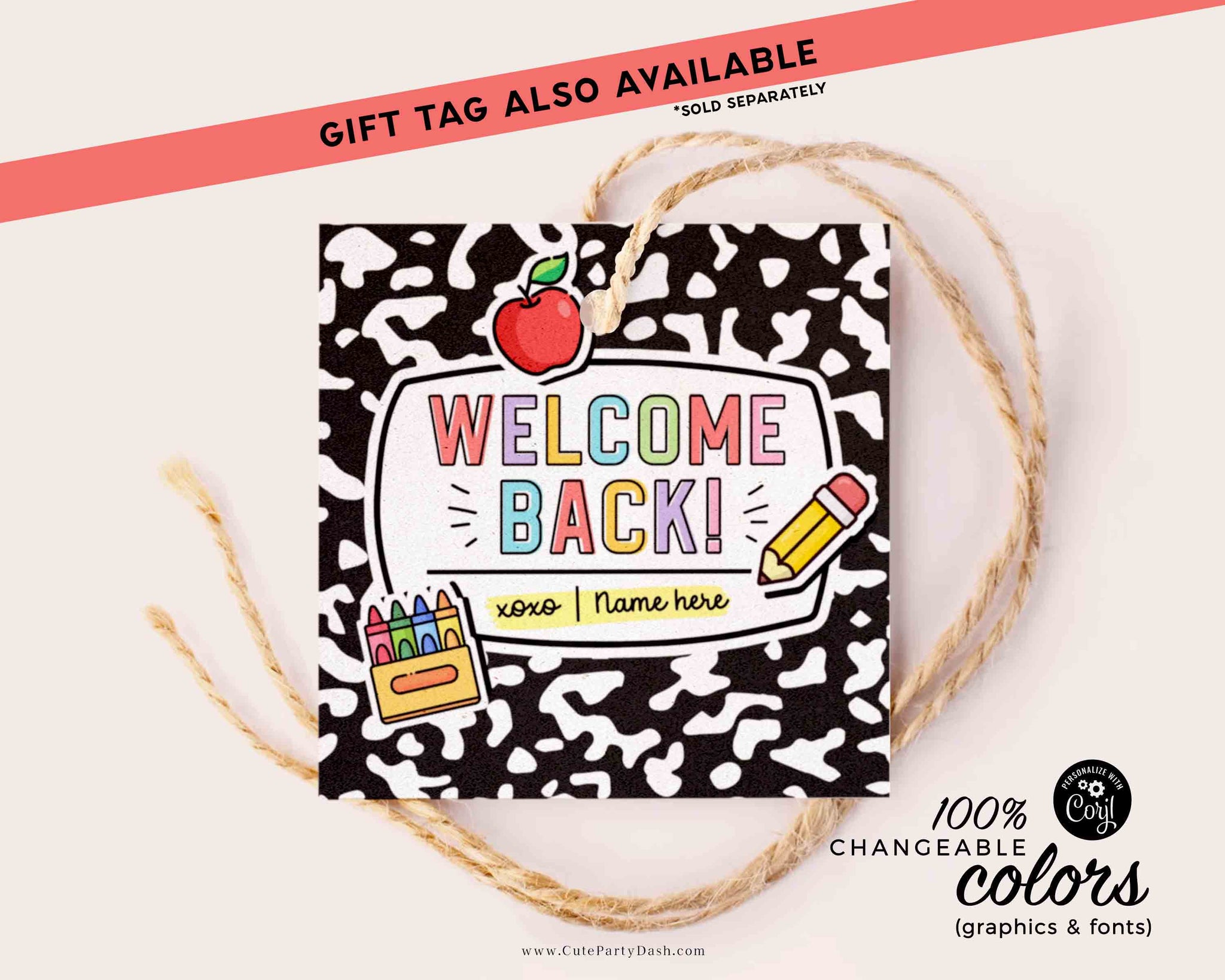 Welcome Back Composition book First day of school gift card holder ...