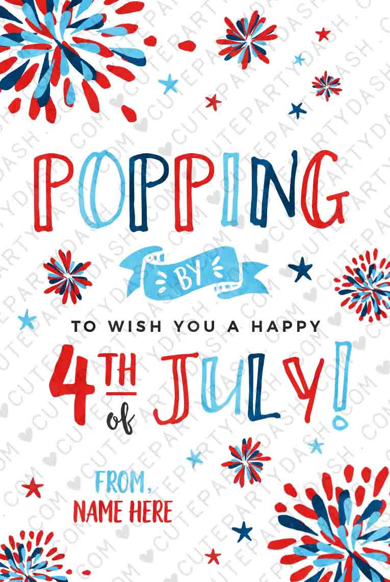 Happy 4th of July Popping by tag INSTANT DOWNLOAD Patriotic Real Estat ...
