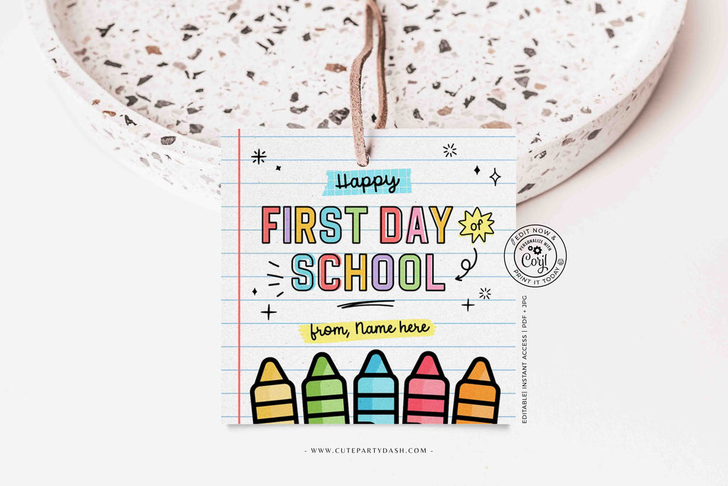 Welcome Back to School Teacher Gift Tags template – Cute Party Dash