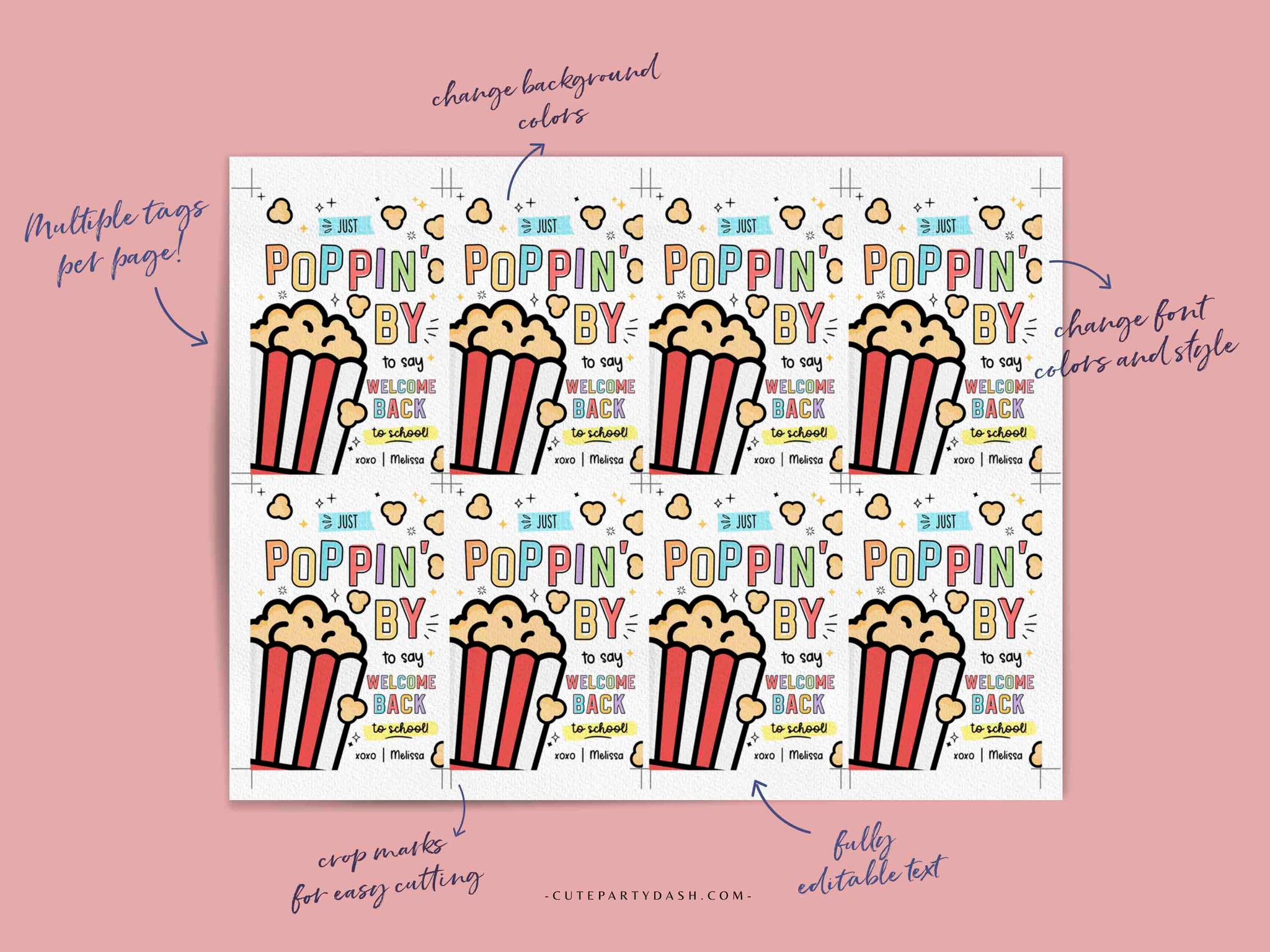 Just Poppin' by to say welcome back to school tag. – Cute Party Dash