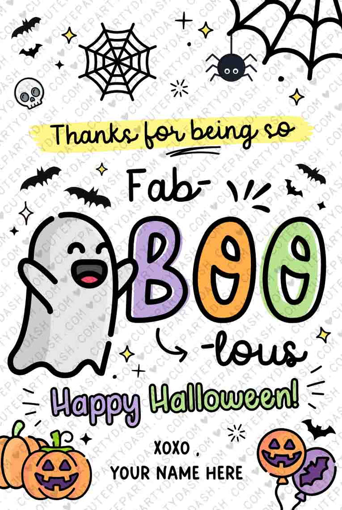 Thank you for being Fab-Boo-Lous Halloween Gift Tags – Cute Party Dash