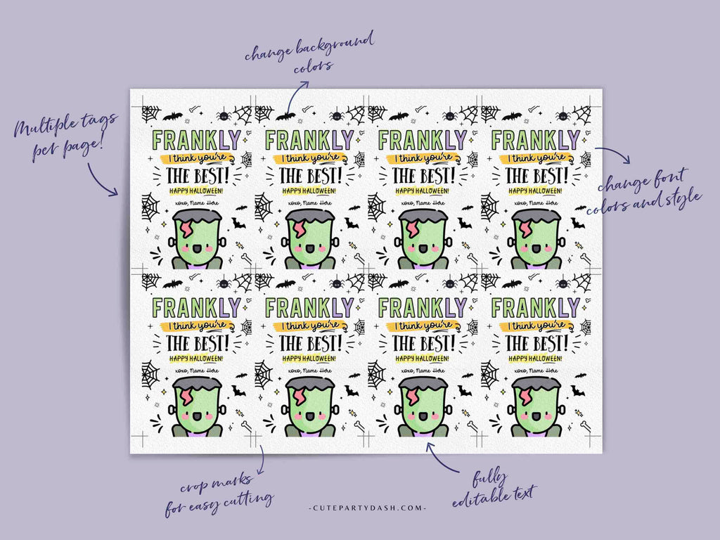 Frankenstein Halloween Printable Tag – Cute Party Dash