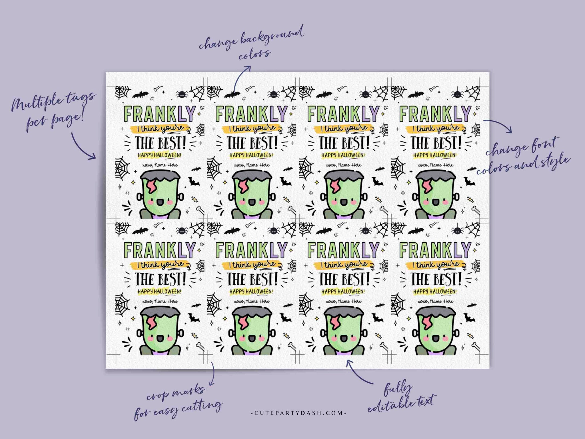 Frankenstein Halloween Printable Tag – Cute Party Dash