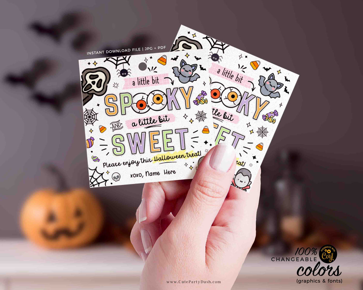 Halloween Spooky & Sweet Gift Tag INSTANT DOWNLOAD – Cute Party Dash