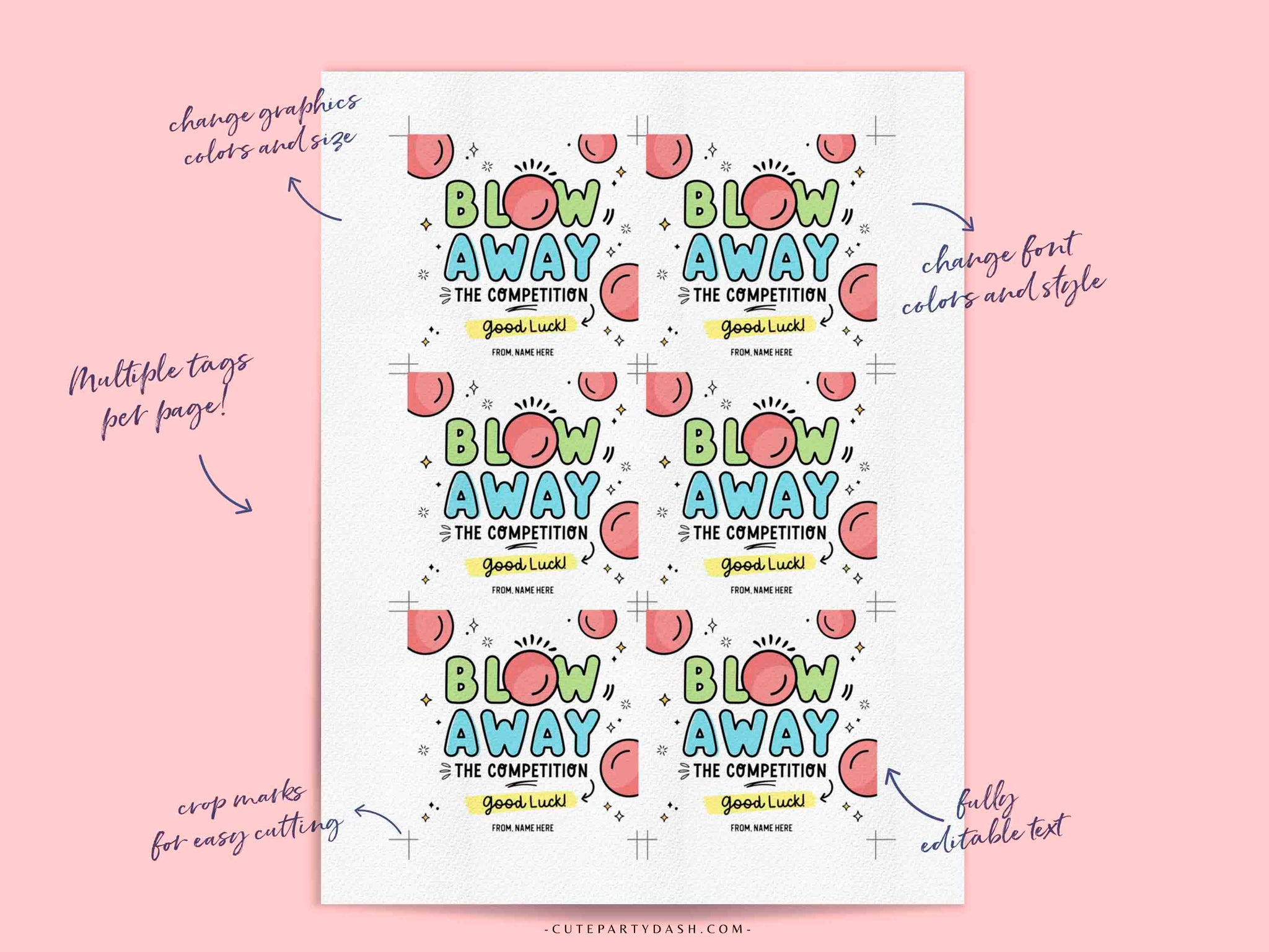 Blow Away The Competition Gift Tag – Cute Party Dash