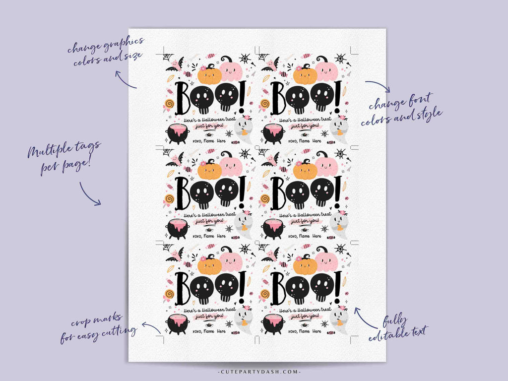 Halloween Boo a Treat for you Gift Tag INSTANT DOWNLOAD – Cute Party Dash