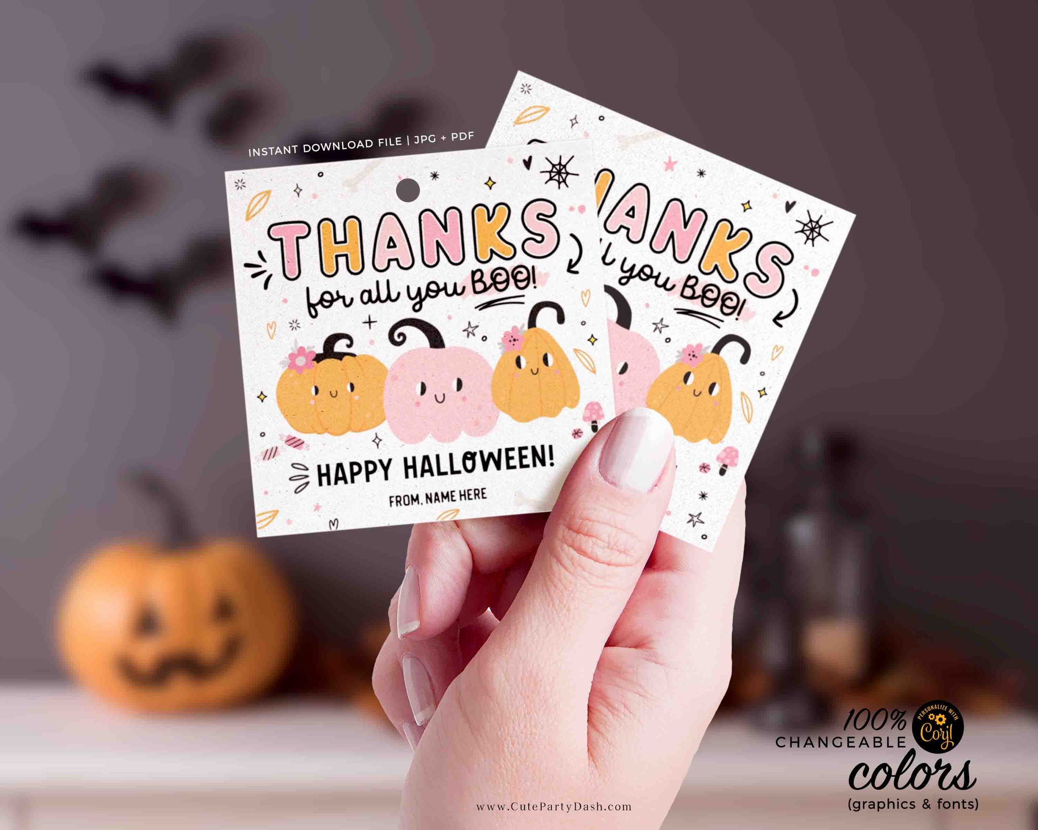Halloween Thanks for All You Boo Gift Tag INSTANT DOWNLOAD – Cute Party ...