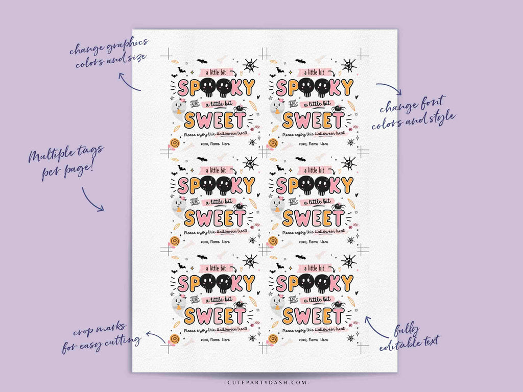 Halloween Spooky & Sweet Gift Tag INSTANT DOWNLOAD – Cute Party Dash