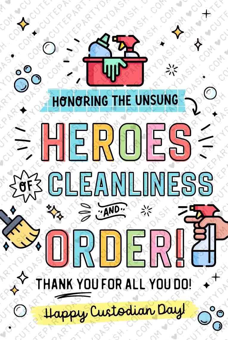 Happy National Custodian Day Printable Gift Tag – Cute Party Dash
