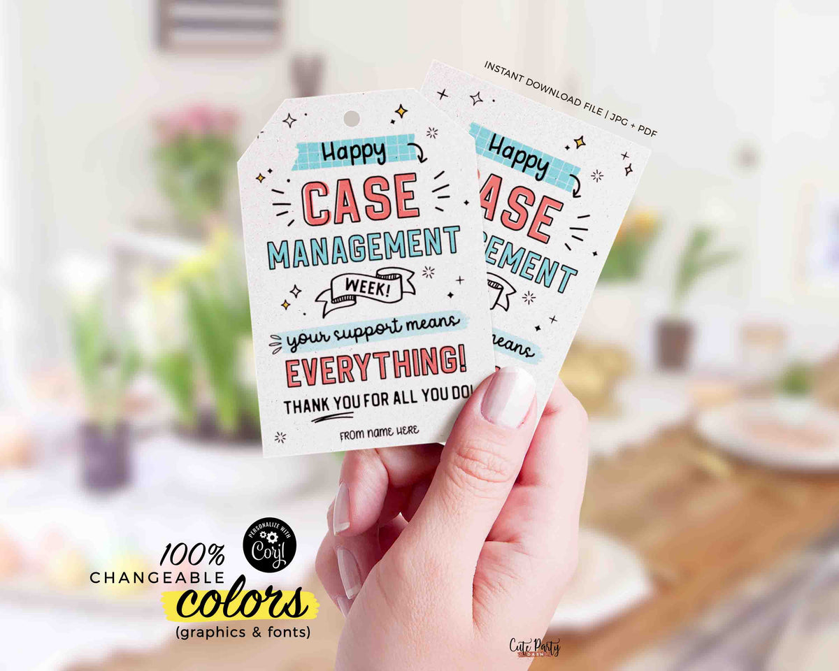 Case Management Week Printable Gift Tag – Cute Party Dash