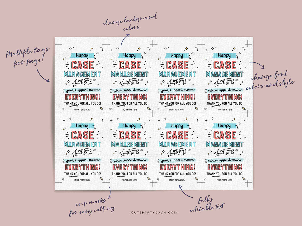 Case Management Week Printable Gift Tag – Cute Party Dash