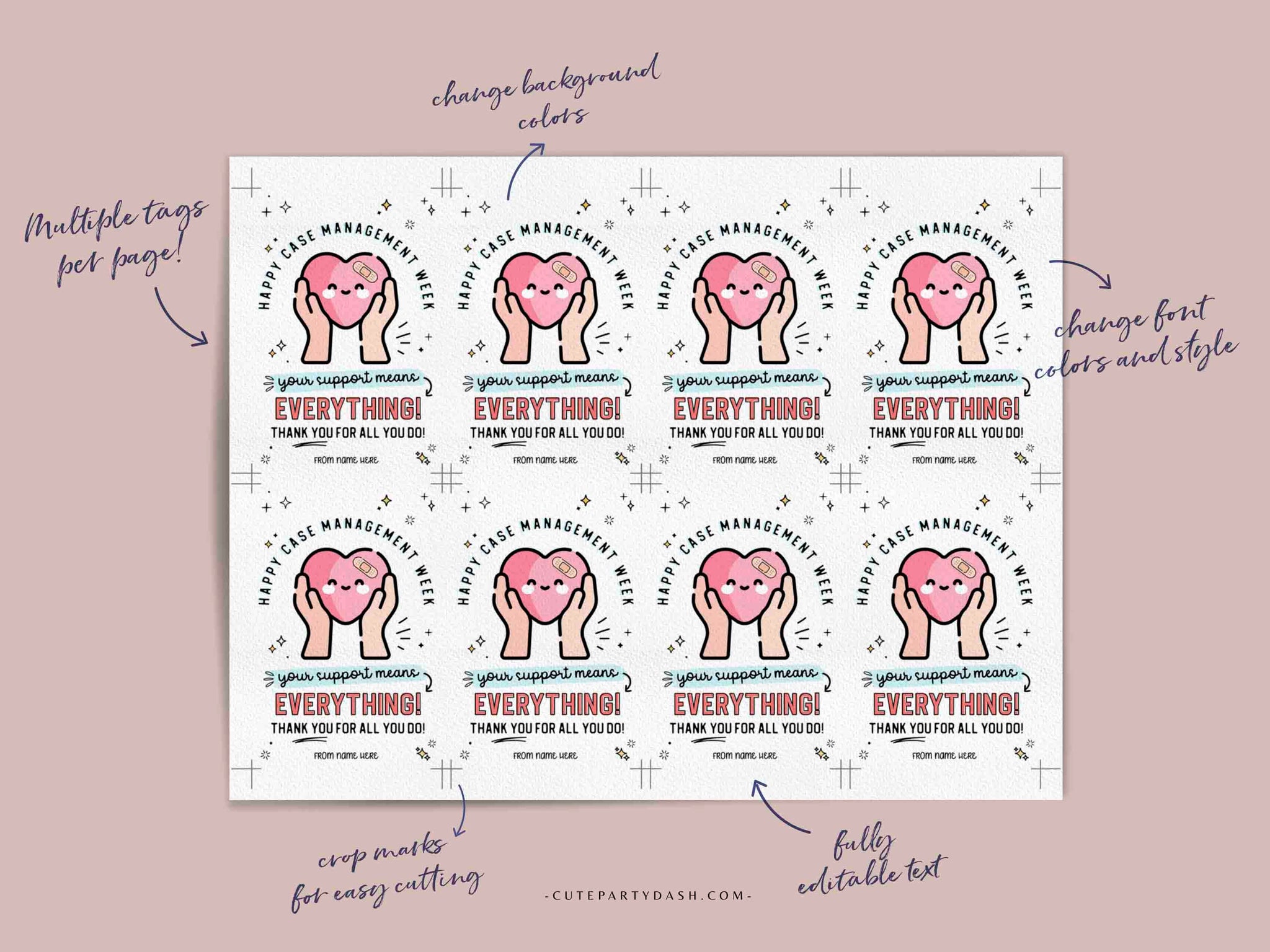 Case Management Week Printable Gift Tag – Cute Party Dash