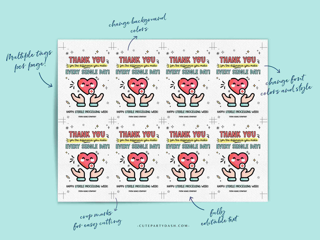Sterile Processing Week Printable Gift Tag – Cute Party Dash