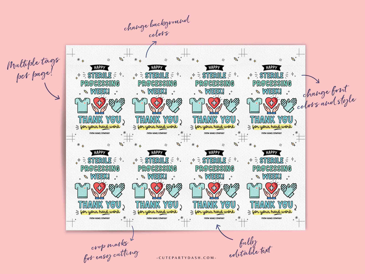 Sterile Processing Week Printable Gift Tag – Cute Party Dash