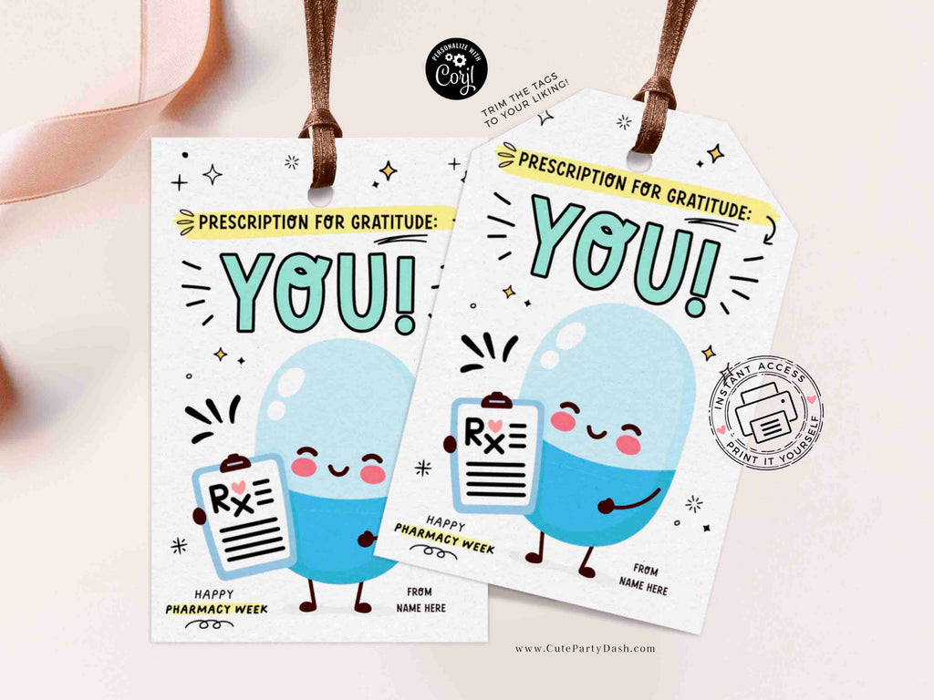 Pharmacy Week Appreciation Gift Tag Printable – Cute Party Dash