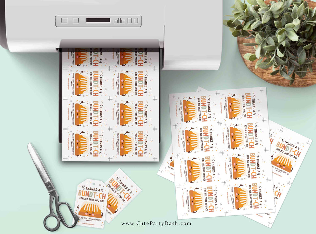 Thanks a Bundt-ch For All That You Do Bundt Cake Tag – Cute Party Dash