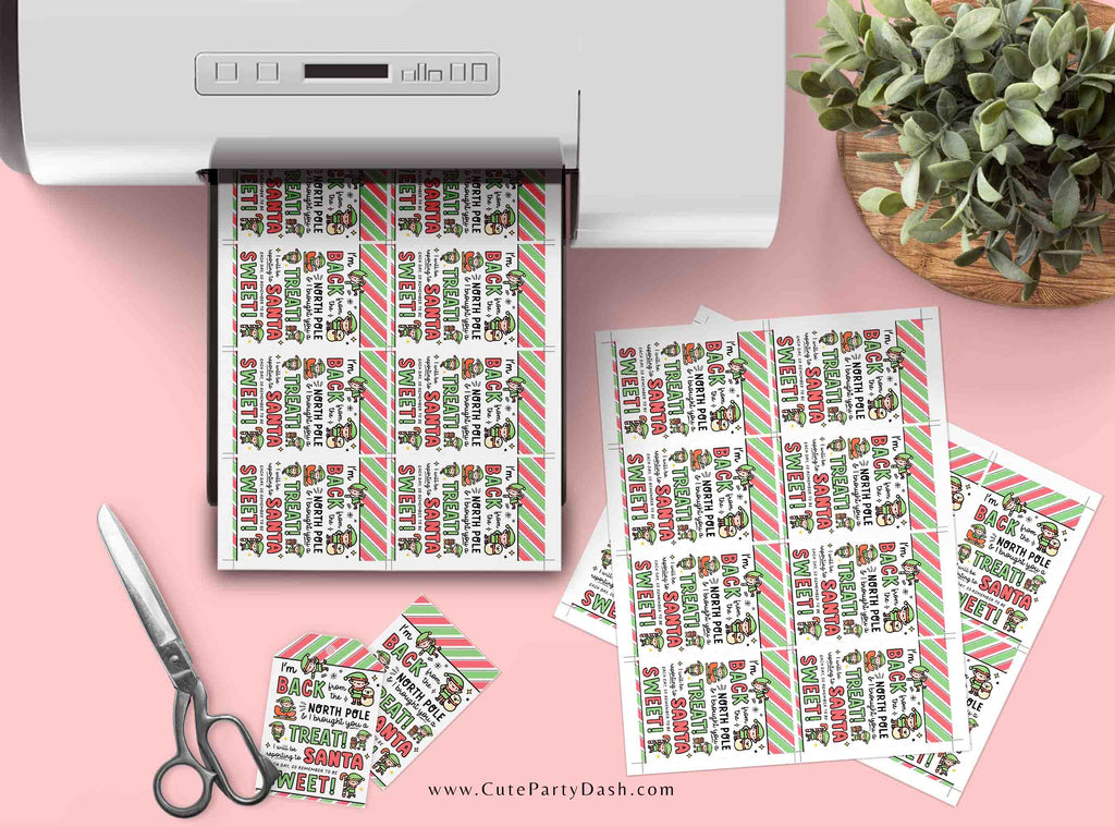 Printable Christmas Elf I'm Back Tags INSTANT DOWNLOAD – Cute Party Dash