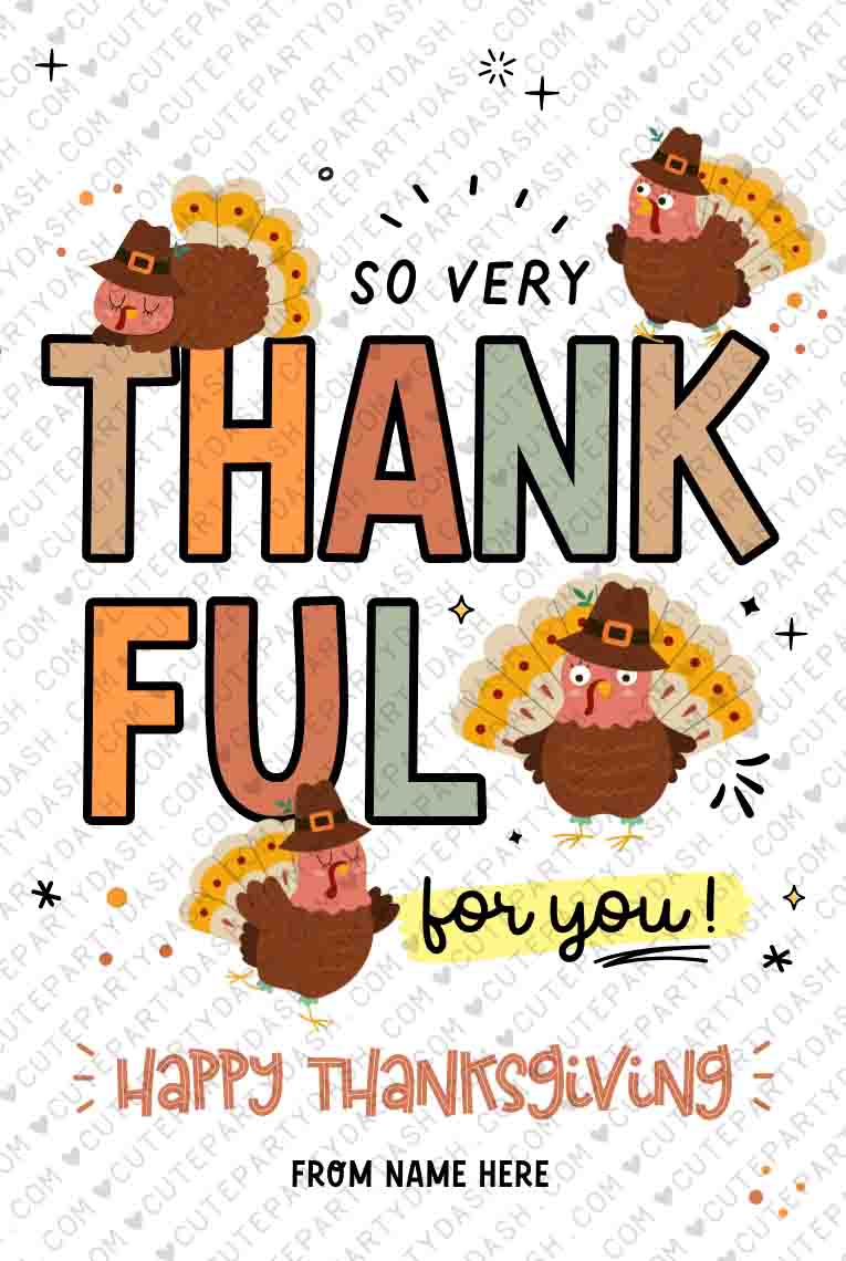 Thanksgiving Thankful for You Gift Tag Printable INSTANT DOWNLOAD ...