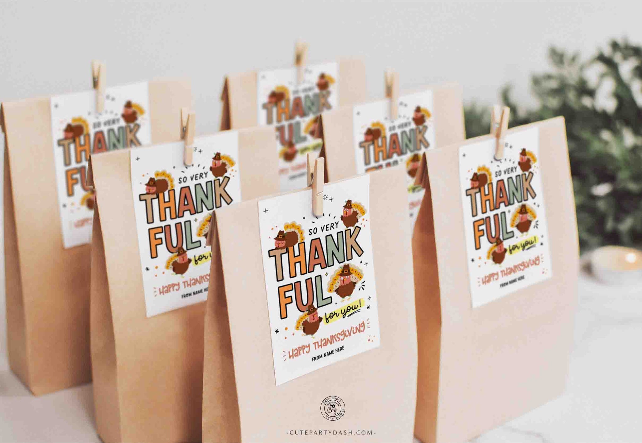 Thanksgiving Thankful for You Gift Tag Printable INSTANT DOWNLOAD ...