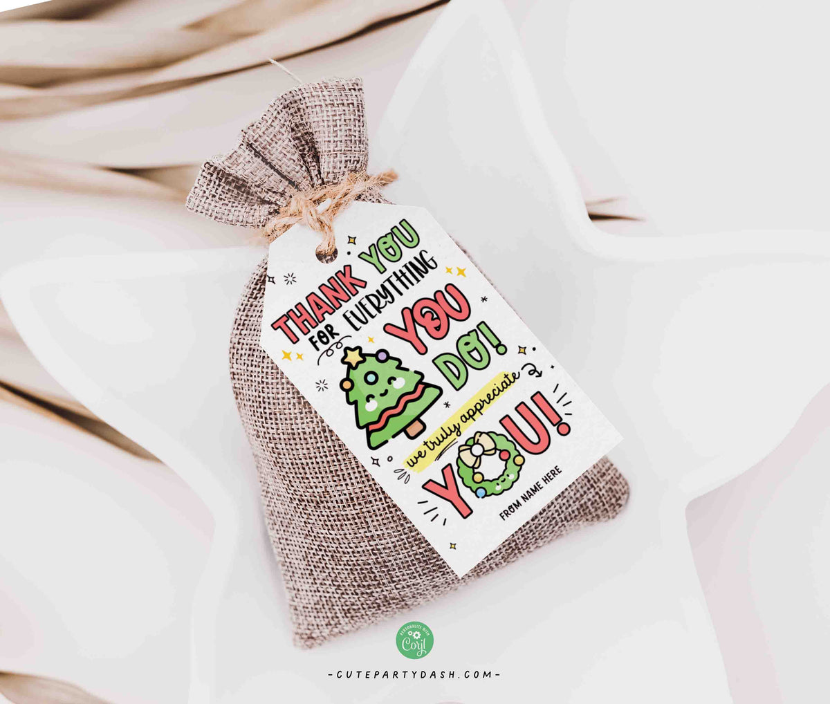 Thank you for all you do Christmas tag Appreciate Holiday Gift Tags ...