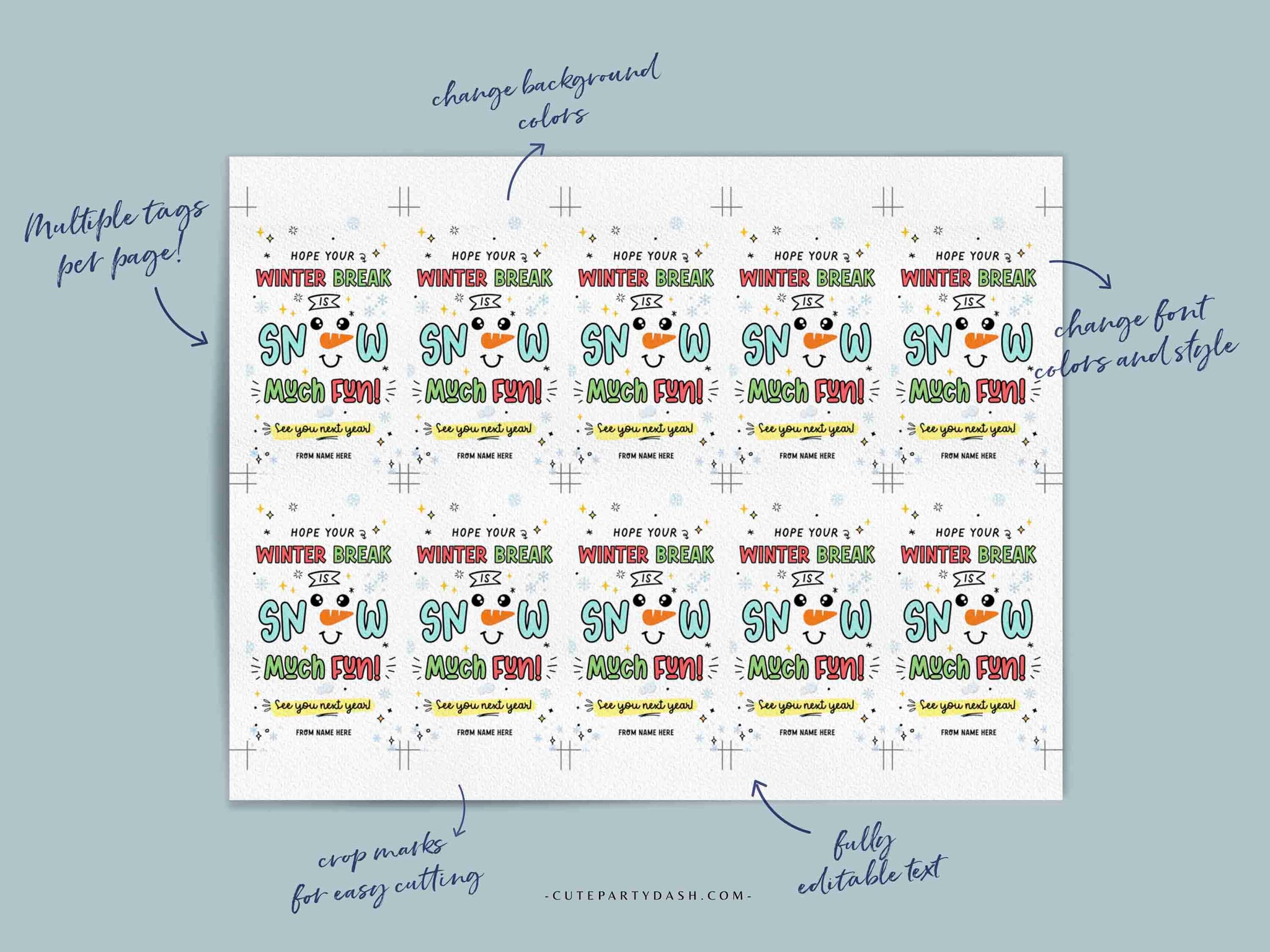 Editable School's Out Winter Break Christmas Gift Tag Printable INSTANT ...