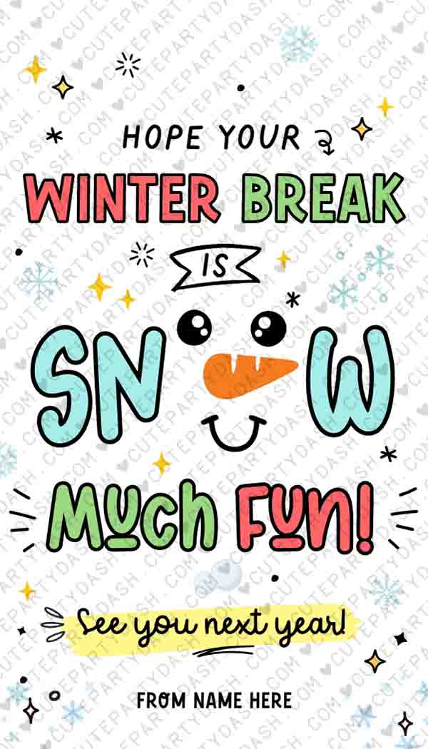 Editable School's Out Winter Break Christmas Gift Tag Printable INSTANT ...