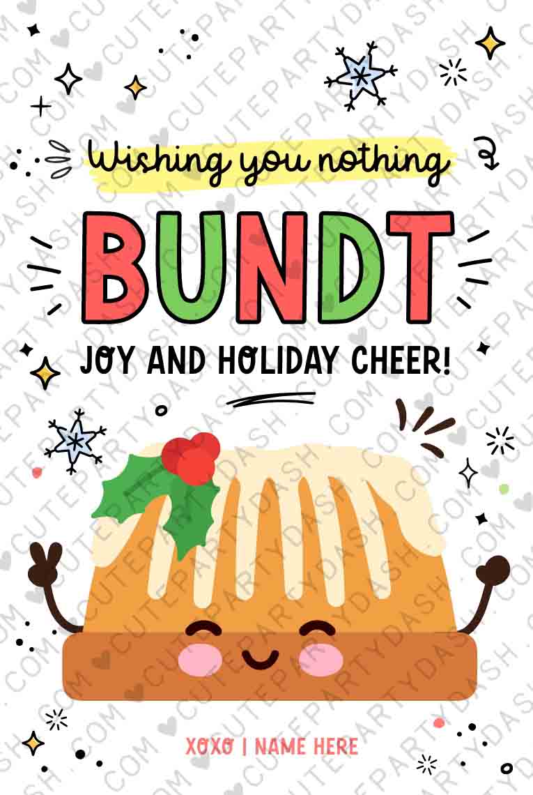 Christmas Bundt Cake Sticker Tag INSTANT DOWNLOAD – Cute Party Dash
