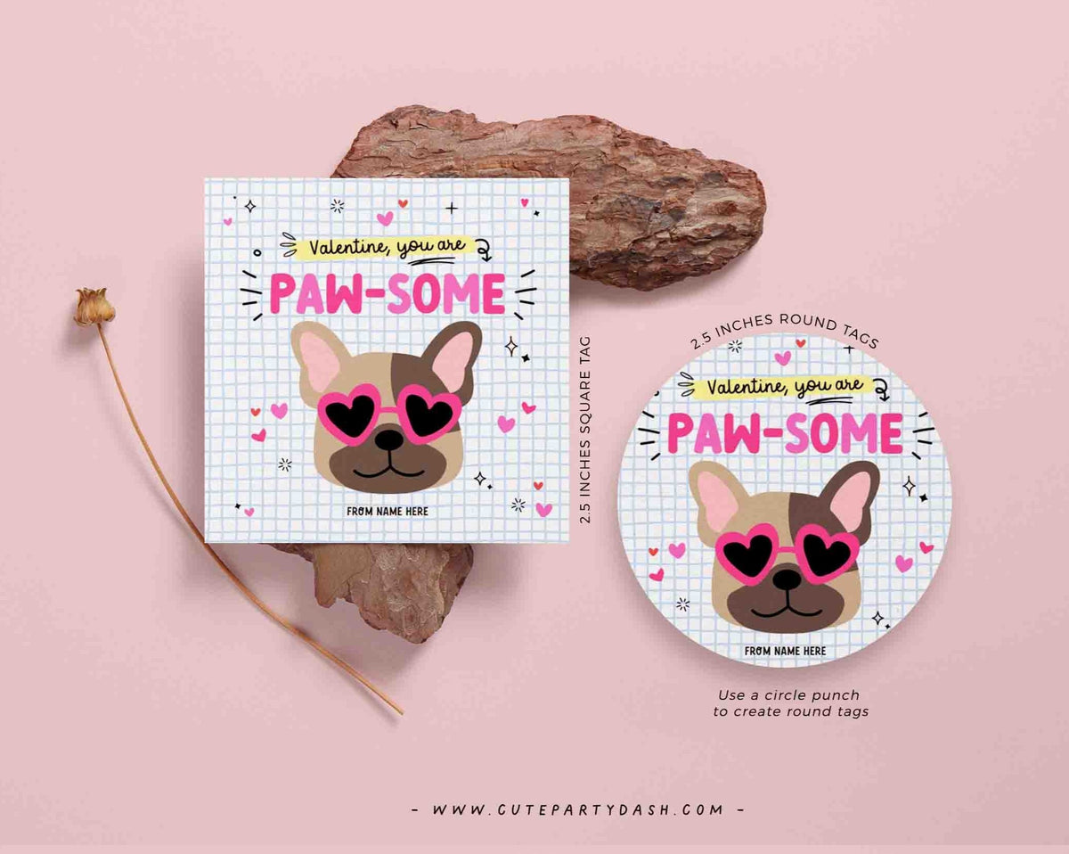 Printable Dog Valentine's Day stickers Tags INSTANT DOWNLOAD – Cute ...
