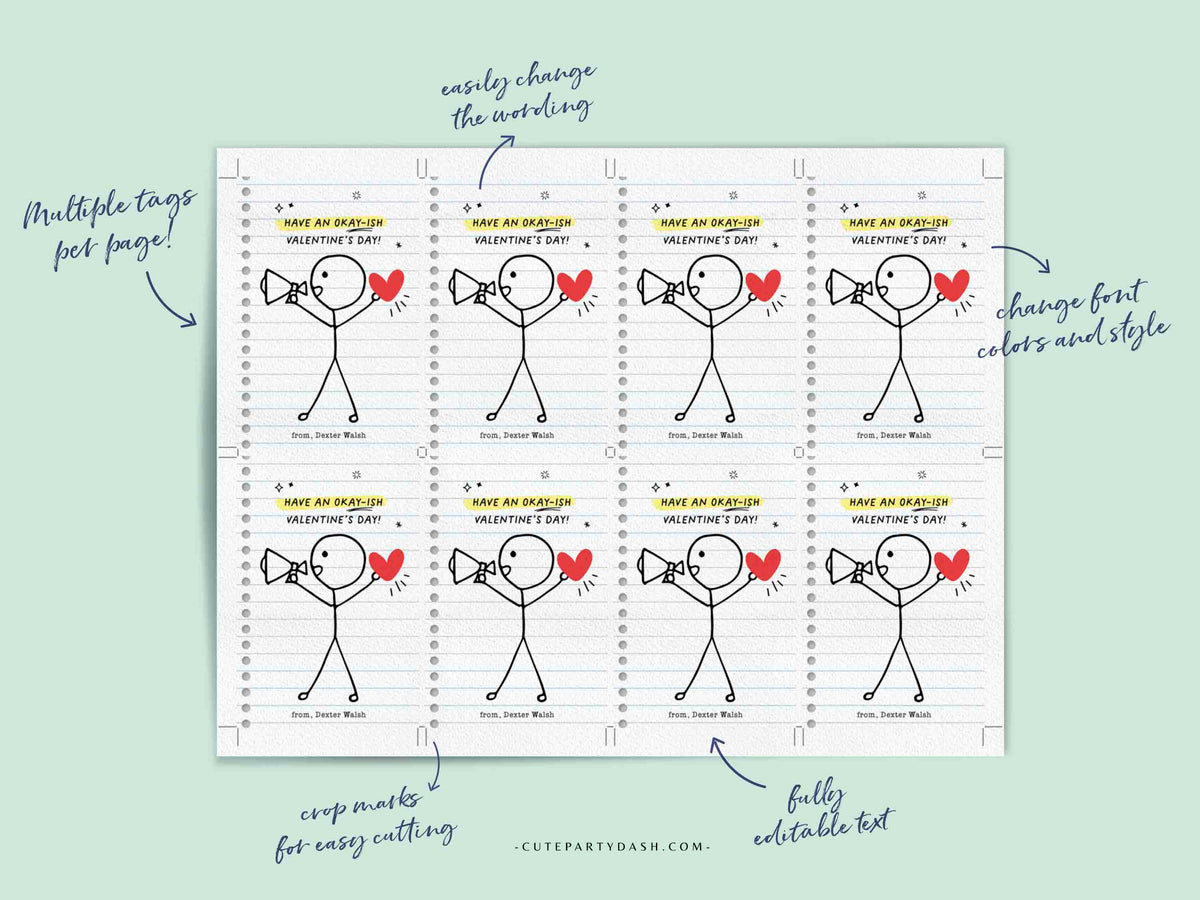 Funny Kids Teenager Valentine's Day Cards Printable INSTANT DOWNLOAD ...