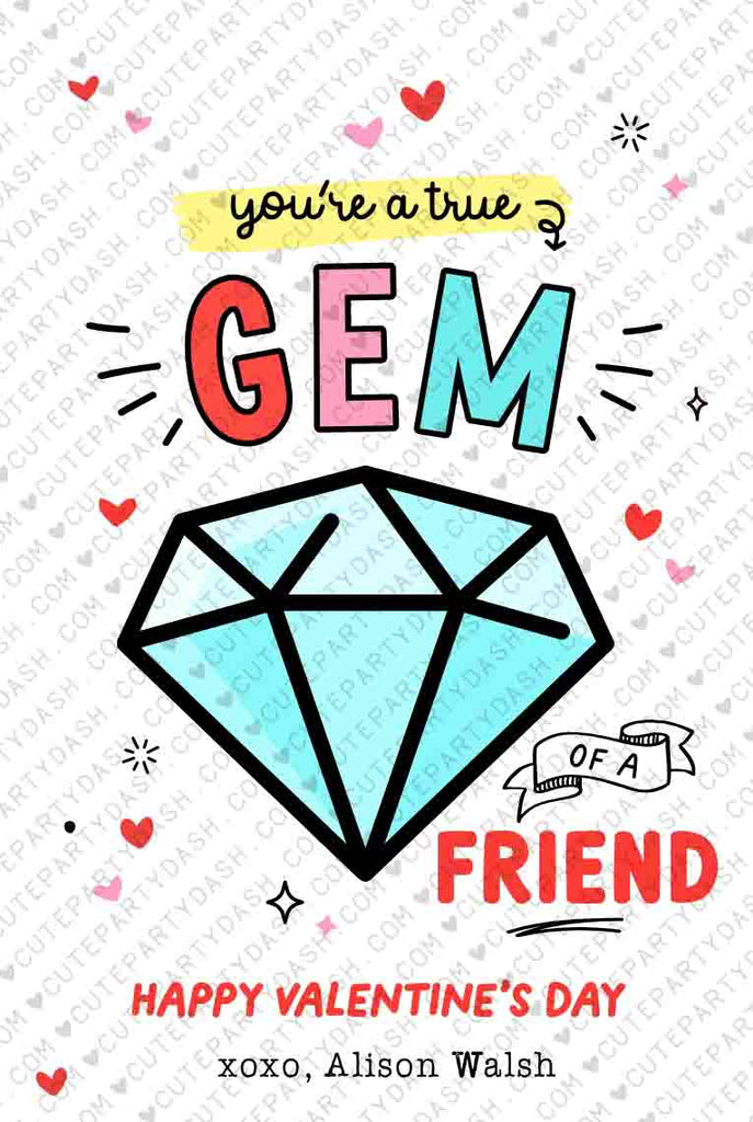 Valentine's Day Kids Classroom Ring Valentine Pop Gemstone Punny Tags ...