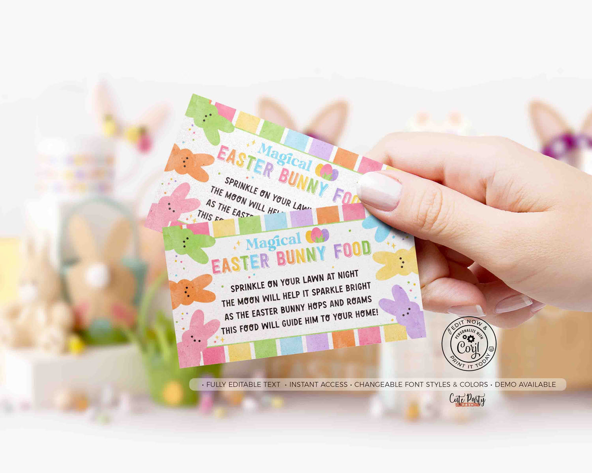 Magical Easter Bunny Food Tag Printable INSTANT DOWNLOAD – Cute Party Dash