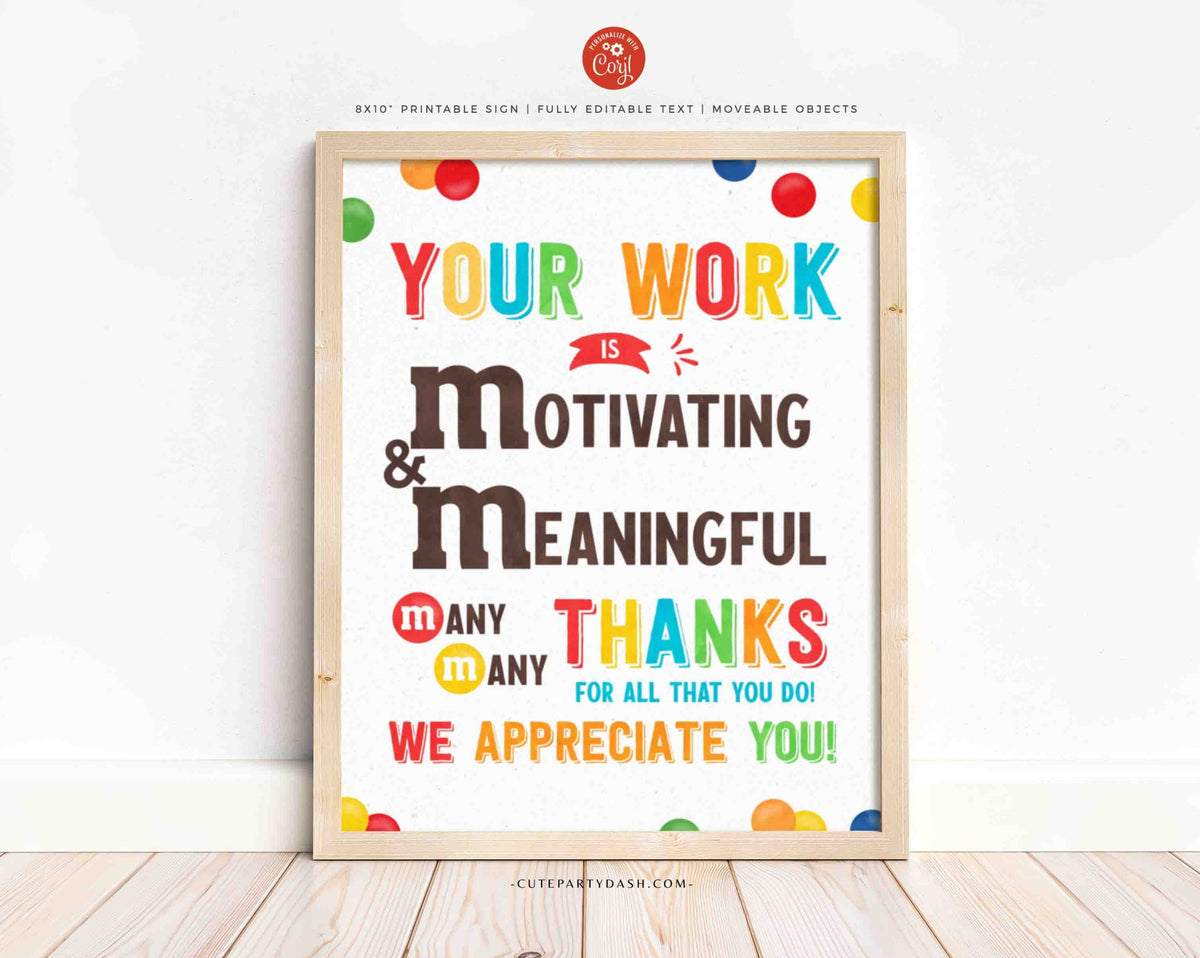 Staff Appreciation M&M Candy Sign Printable INSTANT DOWNLOAD – Cute ...