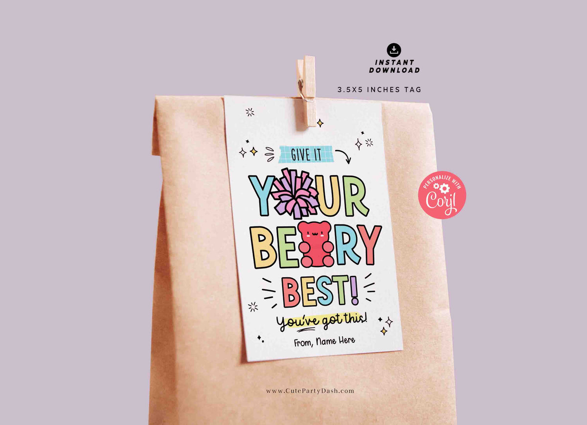 Gummy Bear Give It Your Beary Best Tag Printable INSTANT DOWNLOAD ...