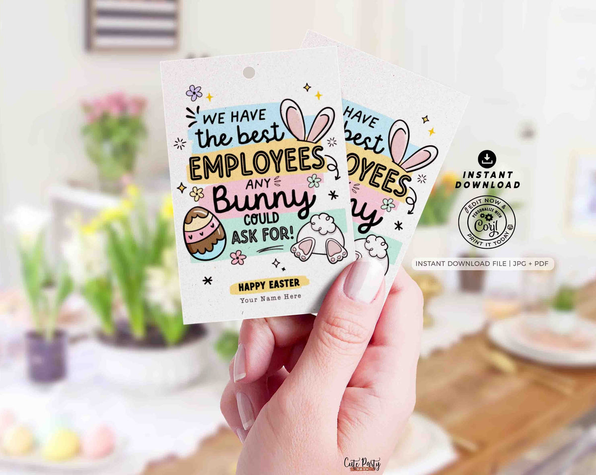 Employee Appreciation Happy Easter Gift Tag Printable INSTANT DOWNLOAD ...