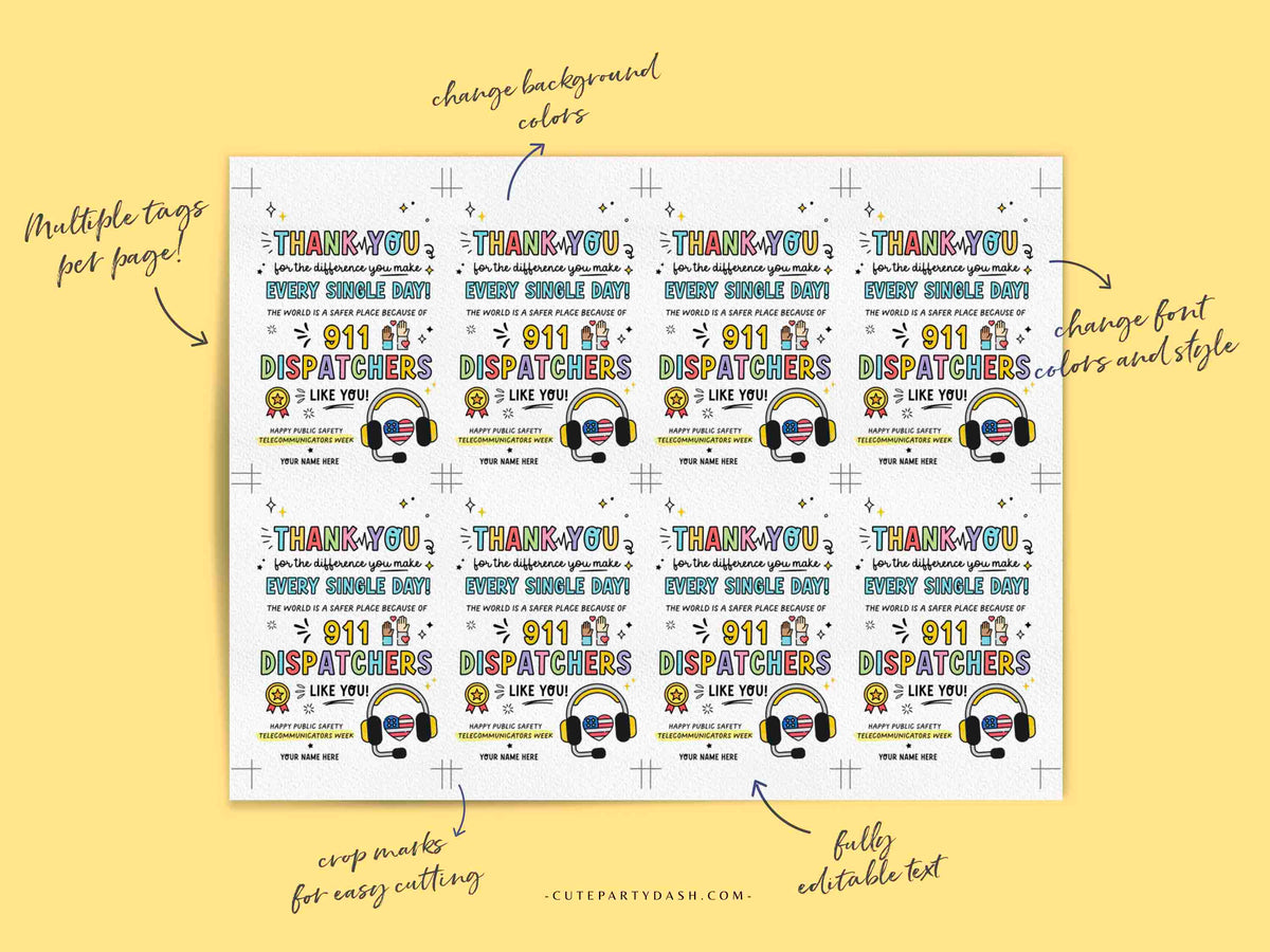 Public Safety Telecommunicators Week Printable INSTANT DOWNLOAD – Cute ...