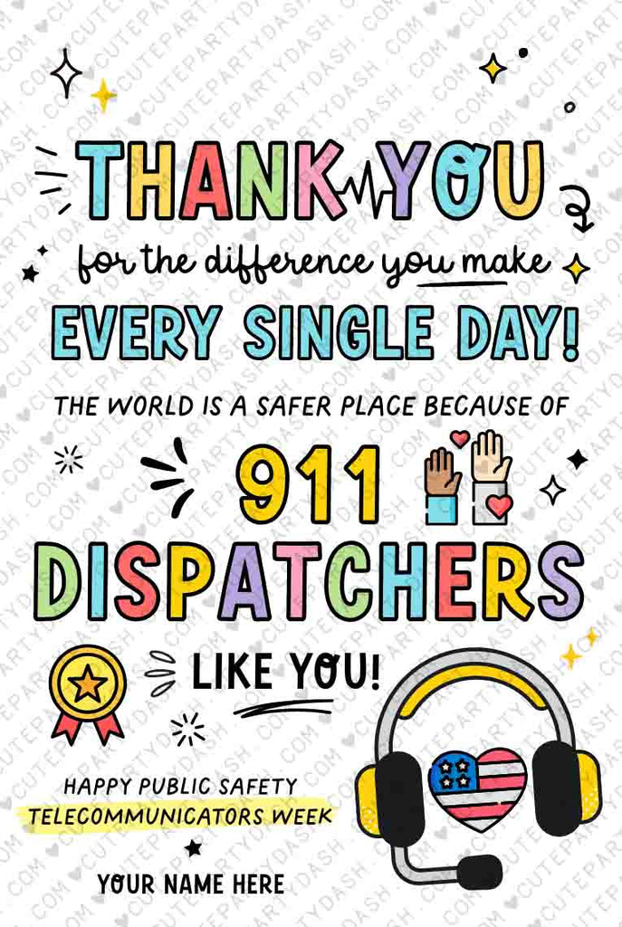 Public Safety Telecommunicators Week Printable INSTANT DOWNLOAD – Cute ...