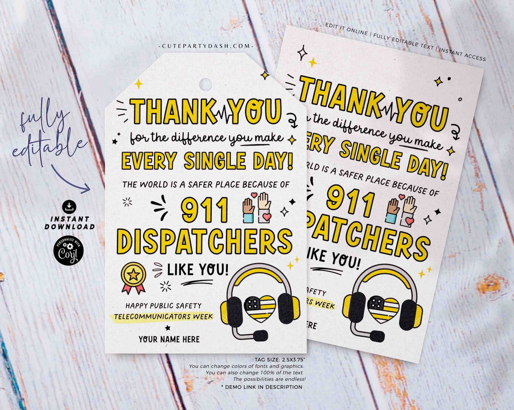 Public Safety Telecommunicators Week Printable INSTANT DOWNLOAD – Cute ...