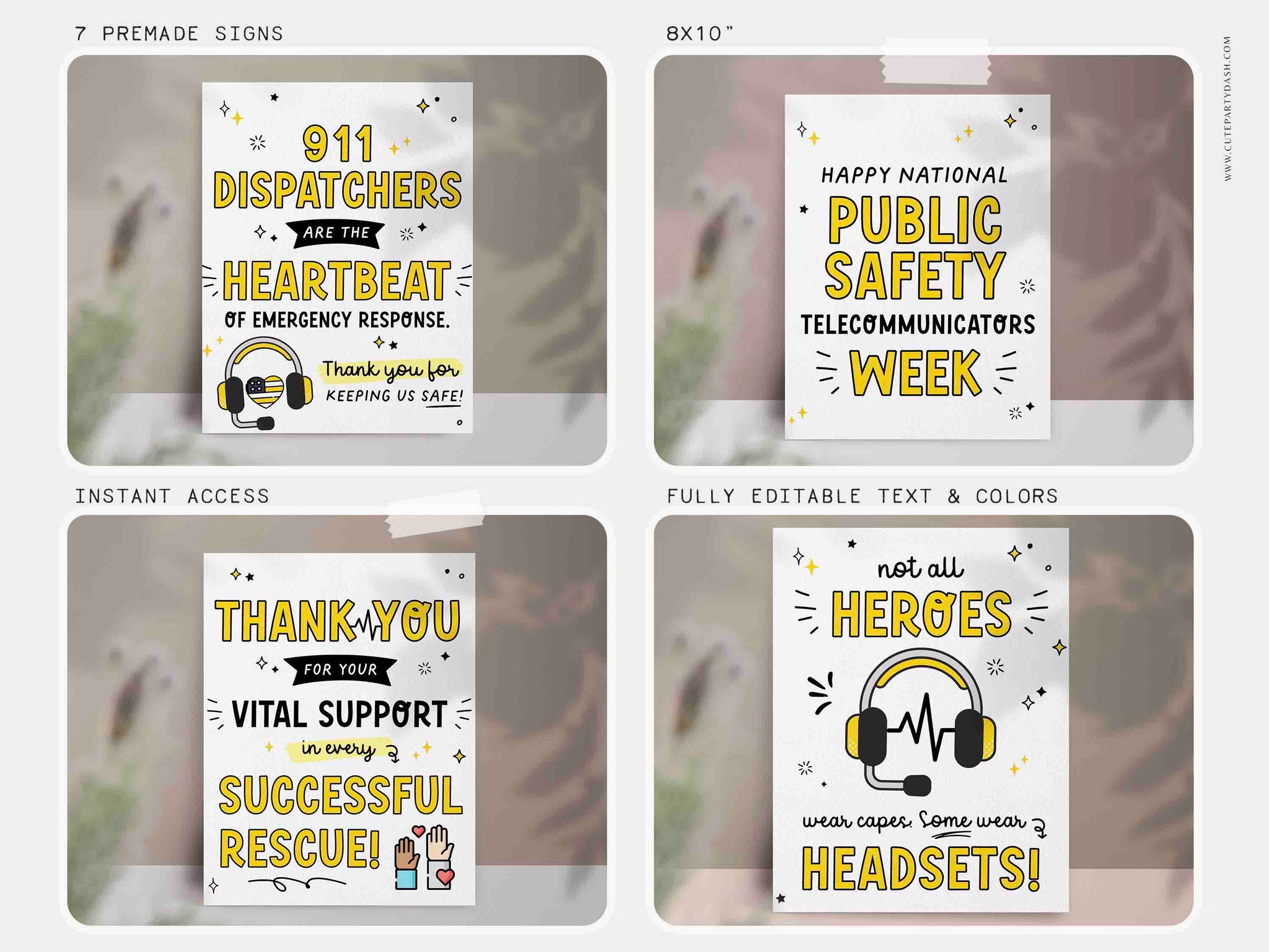 Public Safety Telecommunicators Week Sign INSTANT DOWNLOAD – Cute Party ...