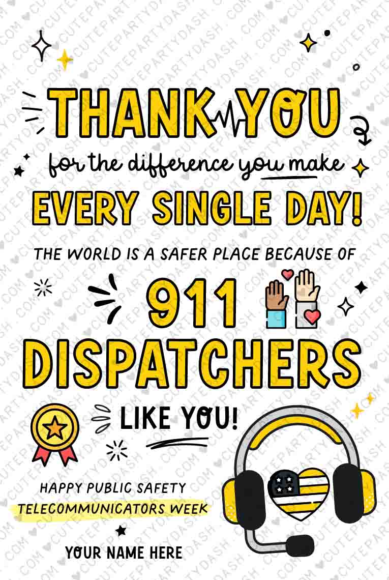 Public Safety Telecommunicators Week Printable INSTANT DOWNLOAD – Cute ...
